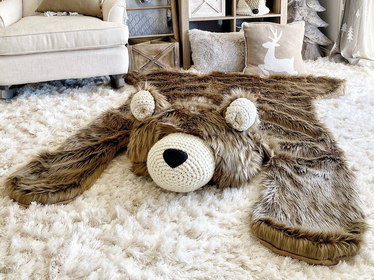 Large Brown Bear Rug For Nursery | Soft Nursery Bear Rug – ClaraLoo
