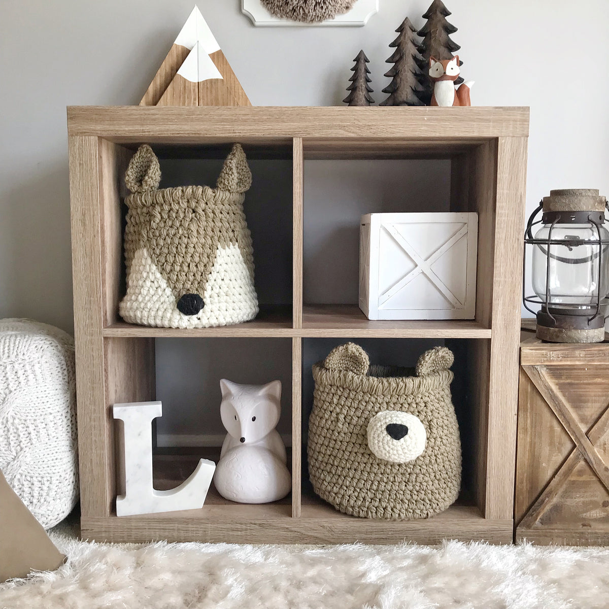 Fox Basket Nursery Decor | Handmade Crochet Fox Animal Basket – Claraloo